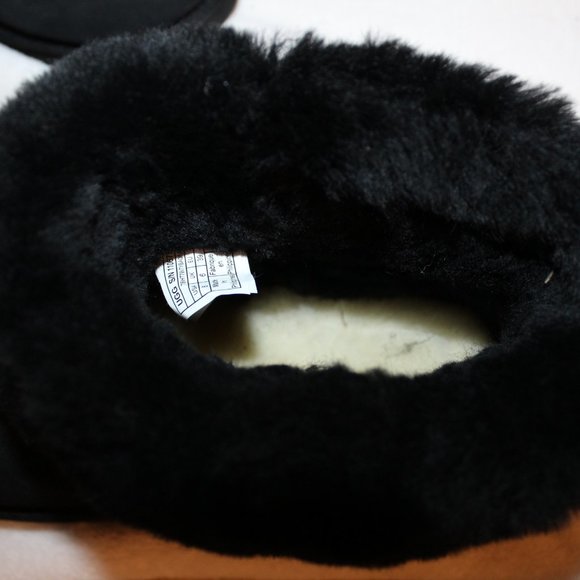 UGG | Shoes | Ugg Mini Suede Fluff Cuff Shearling Boots Black | Poshmark